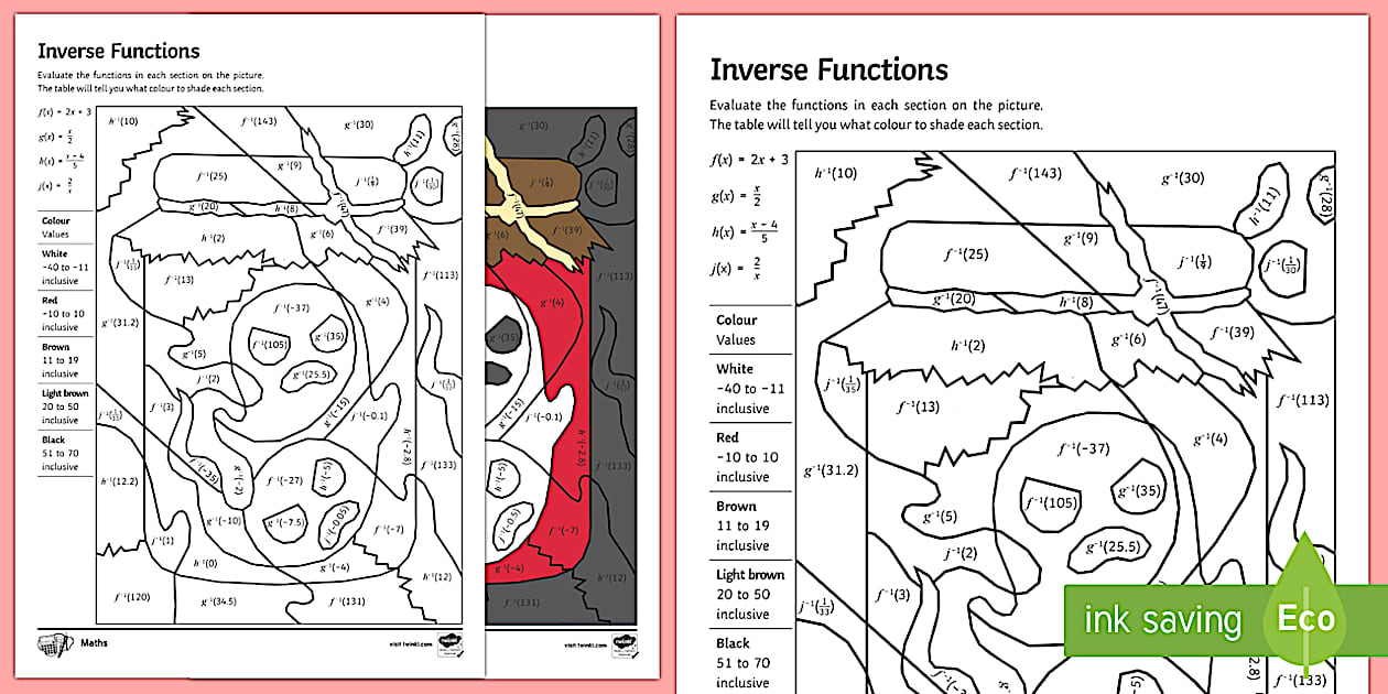 Inverse Functions Colour by Number (teacher made) - Twinkl