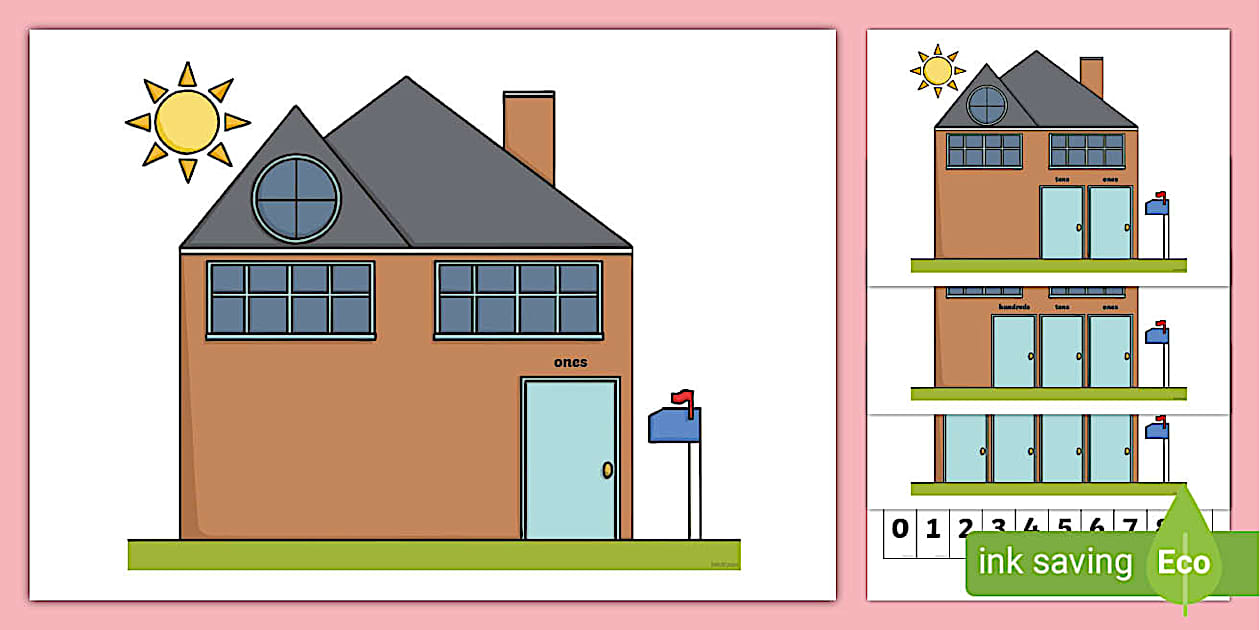 Black and White House-Themed Place Value Activity - Twinkl