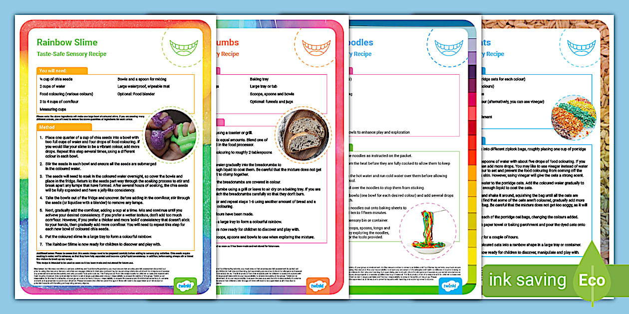 Taste-Safe Rainbow Sensory Recipes Pack | Sensory Play