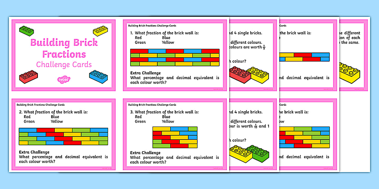 Building Brick Fraction Challenge Cards (Teacher-Made)