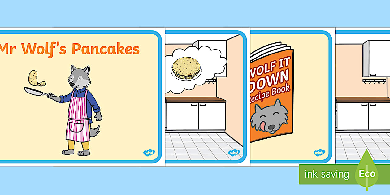 Black and White Story Sequencing to Support Teaching on Mr Wolf's Pancakes