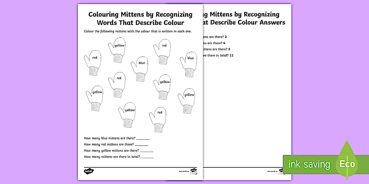 Mitten Colouring Activity (teacher made) - Twinkl