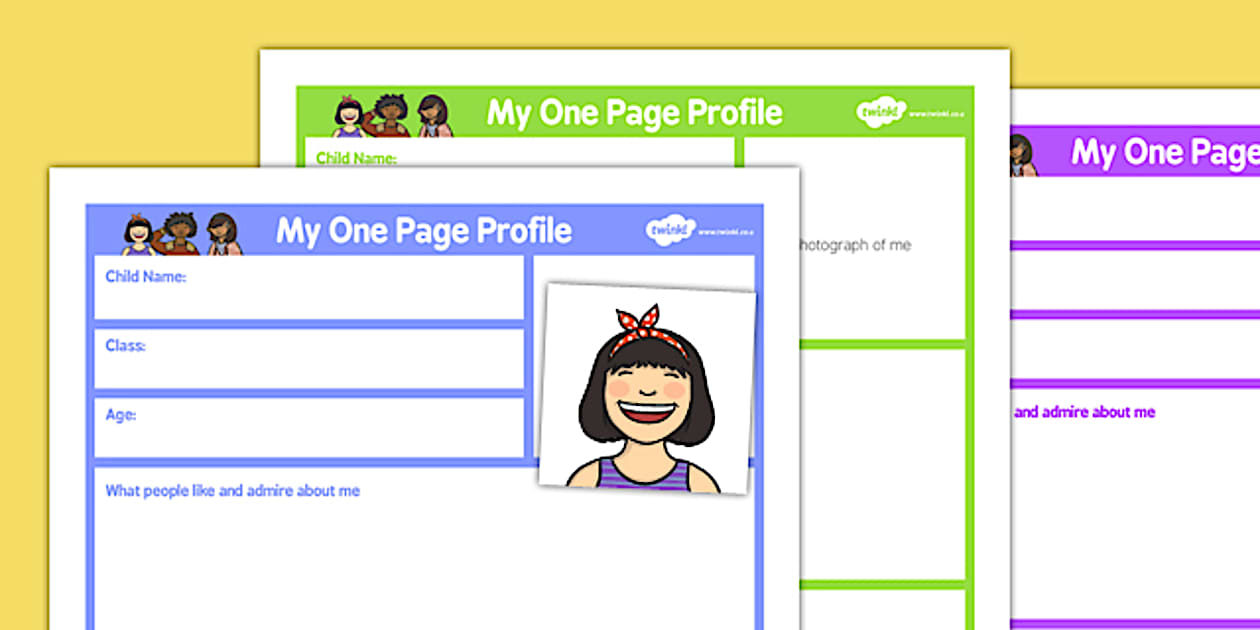 My One Page Profile General (teacher made) - Twinkl