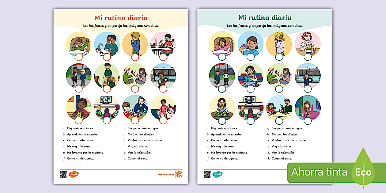 Hoja de actividad: Mi rutina diaria (teacher made) - Twinkl