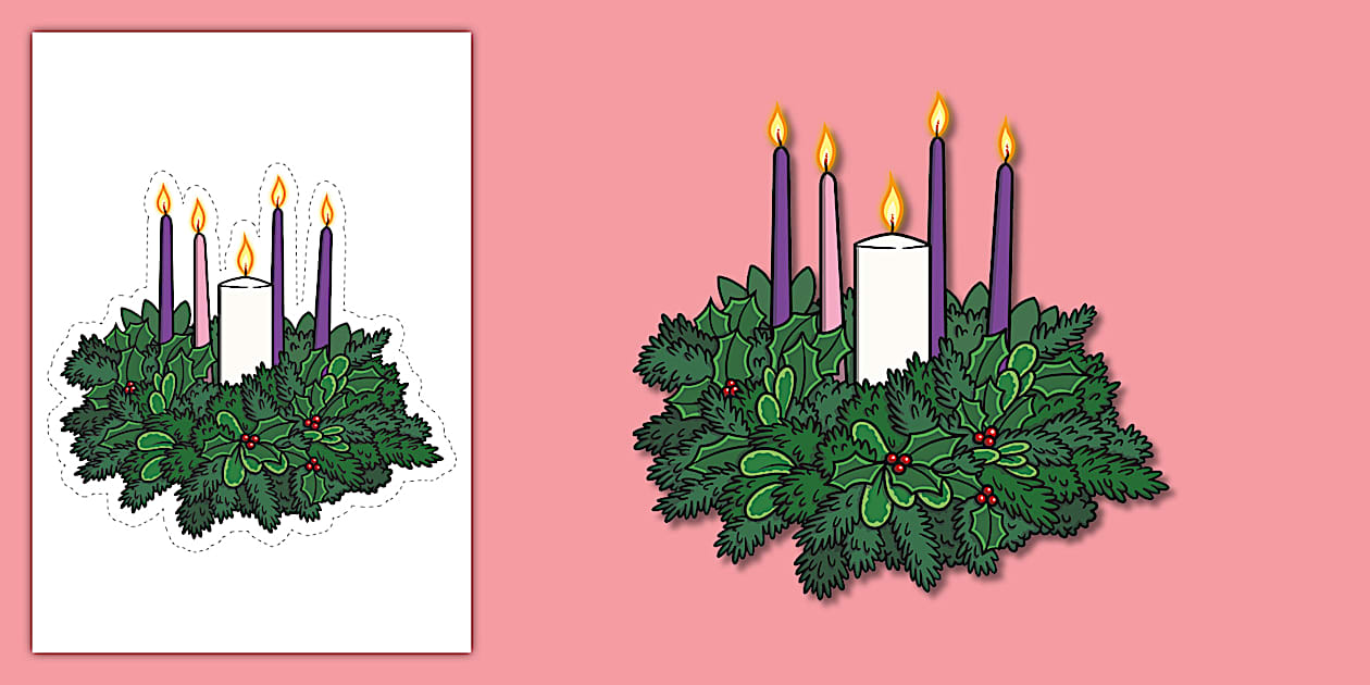 Dibujo de una corona de Adviento | Navidad Twinkl - Twinkl