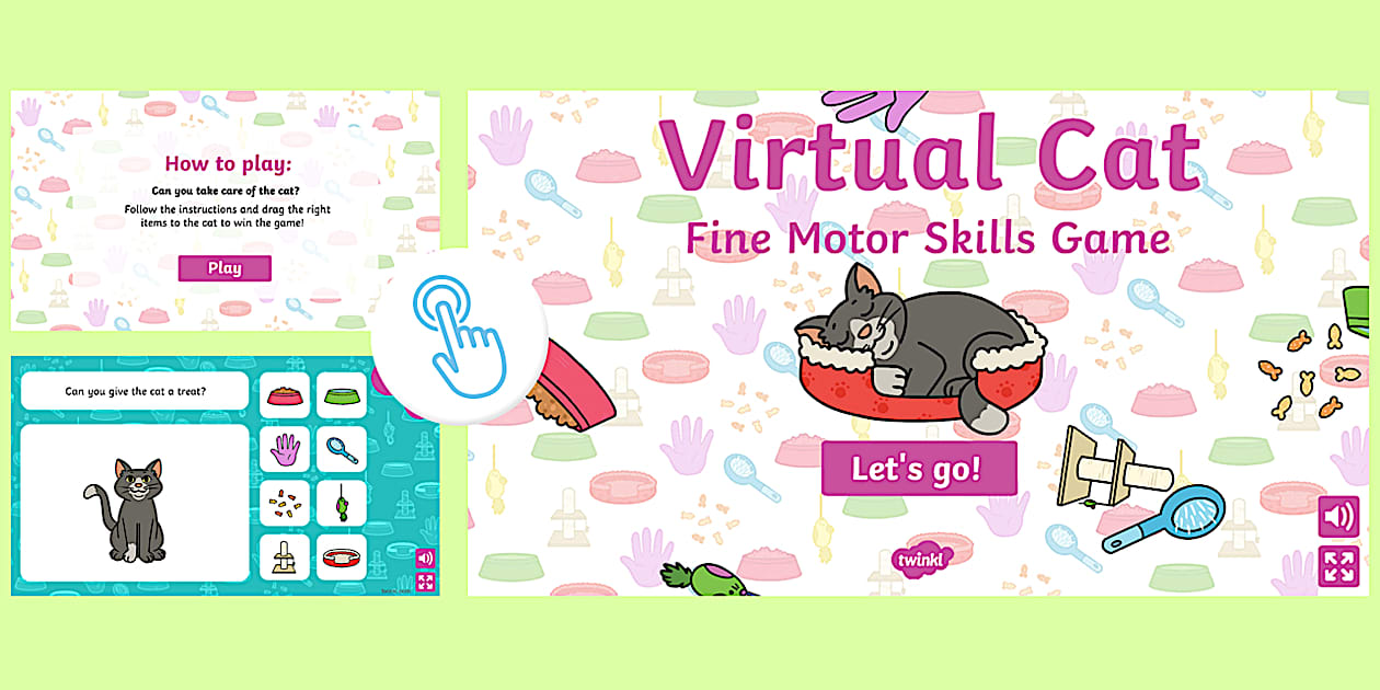 Virtual Cat Fine Motor Skills Game (teacher made) - Twinkl