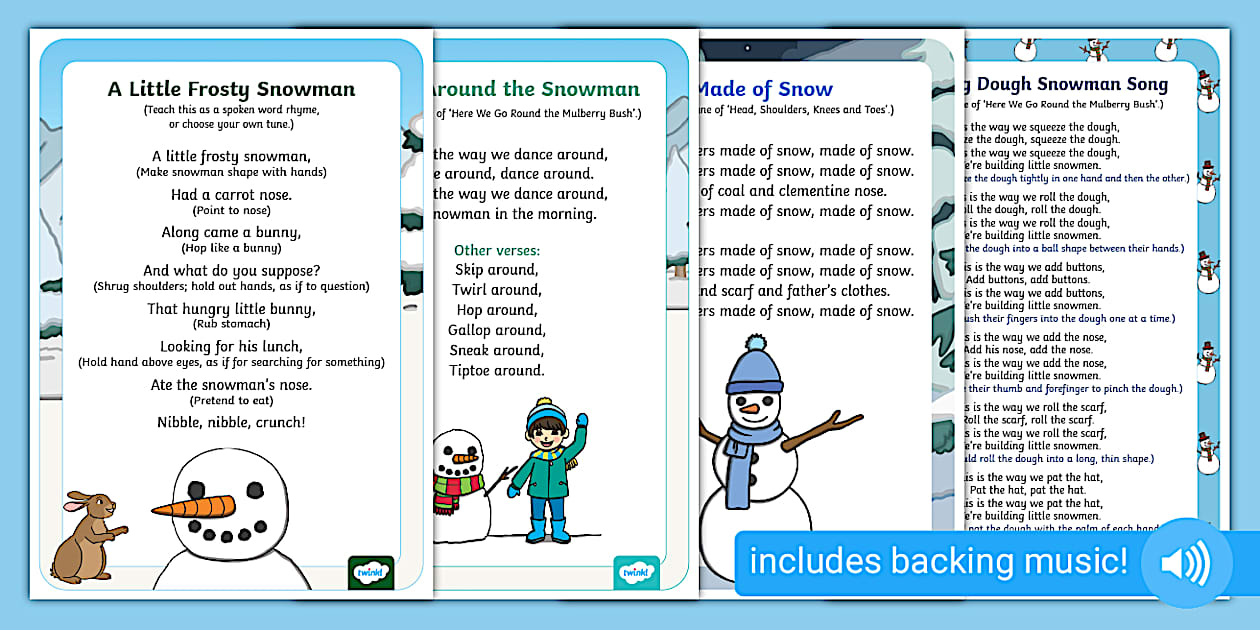 Snowman Songs and Rhymes Resource Pack | Twinkl - Twinkl