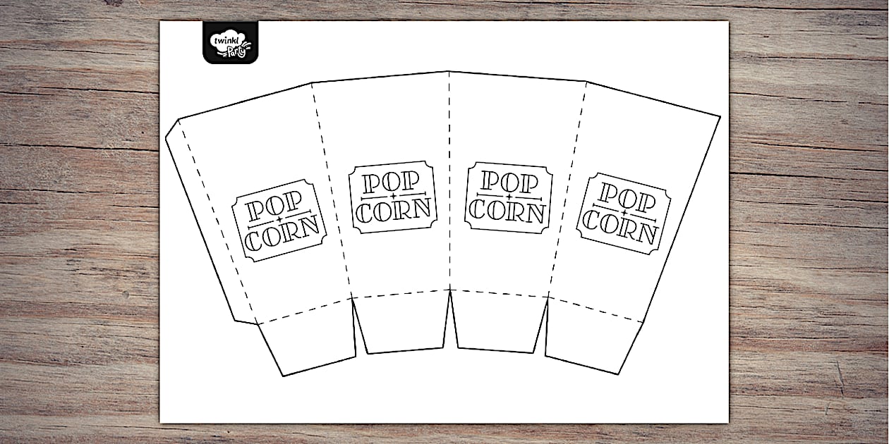 Colour-in Popcorn Box Craft Template | Twinkl Party - Twinkl