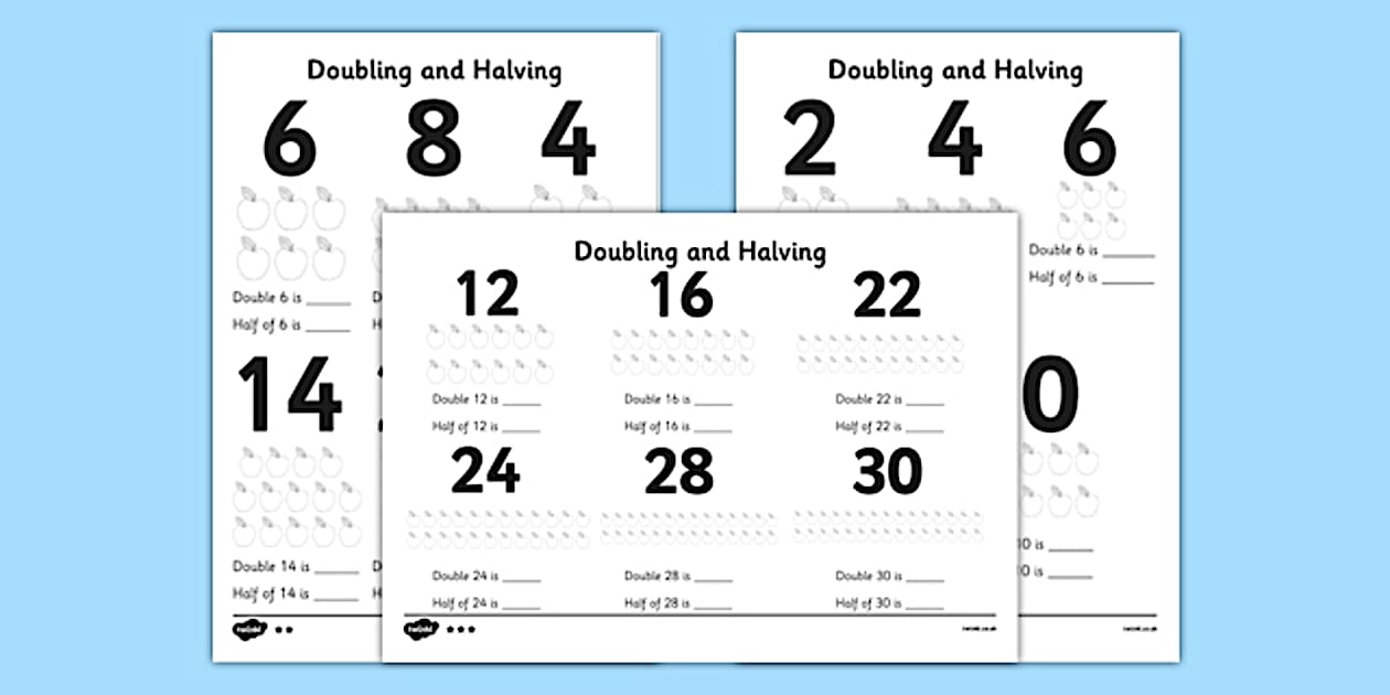 Doubling and Halving Differentiated Worksheet / Worksheet Pack