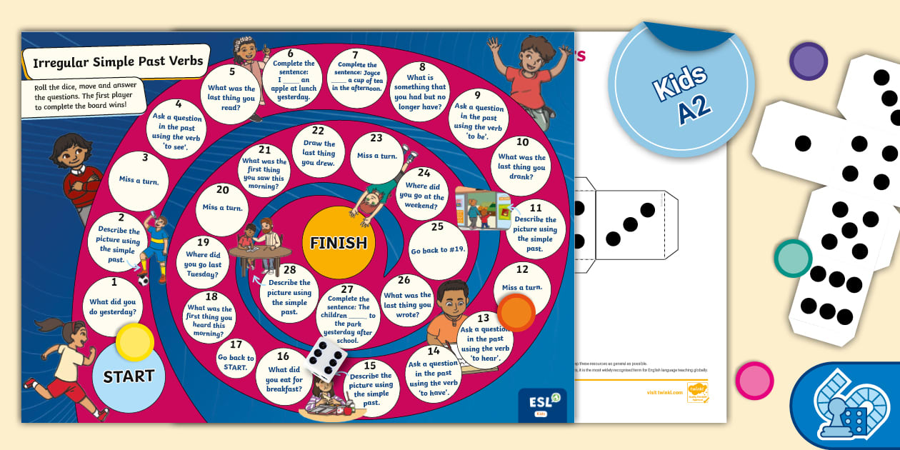 ESL Irregular Past Verbs Board Game (teacher made) - Twinkl