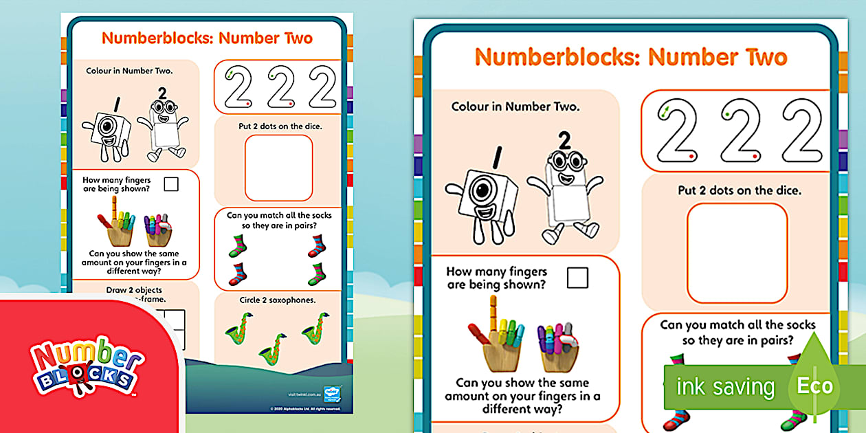 Numberblocks: It's Better with 2 Activity Sheet - Twinkl