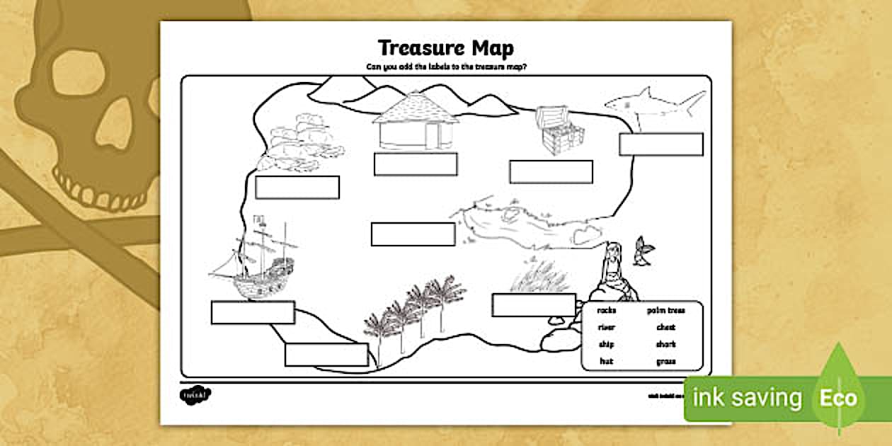 Treasure Map Labelling Activity (teacher made) - Twinkl