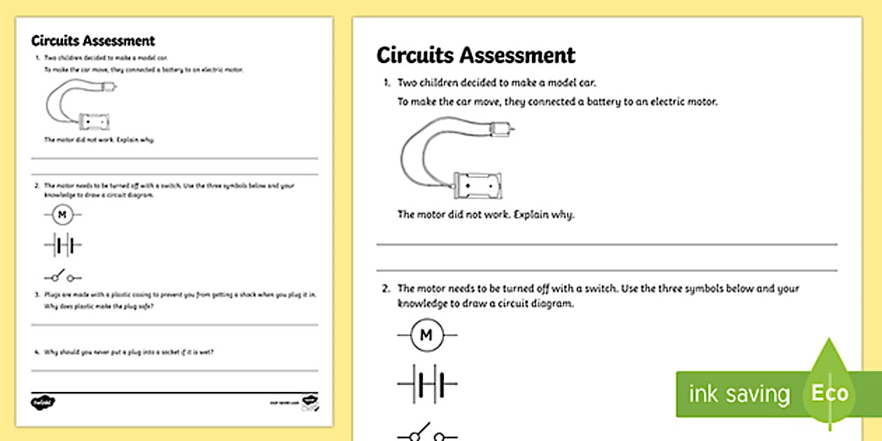 Circuits Assessment (teacher made) - Twinkl