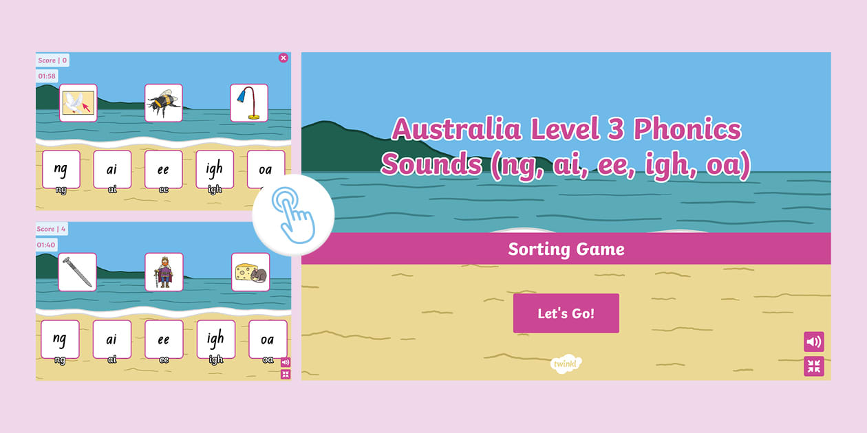 Level 3 Phonics Sounds Sorting Game (ng, ai, ee, igh, oa)