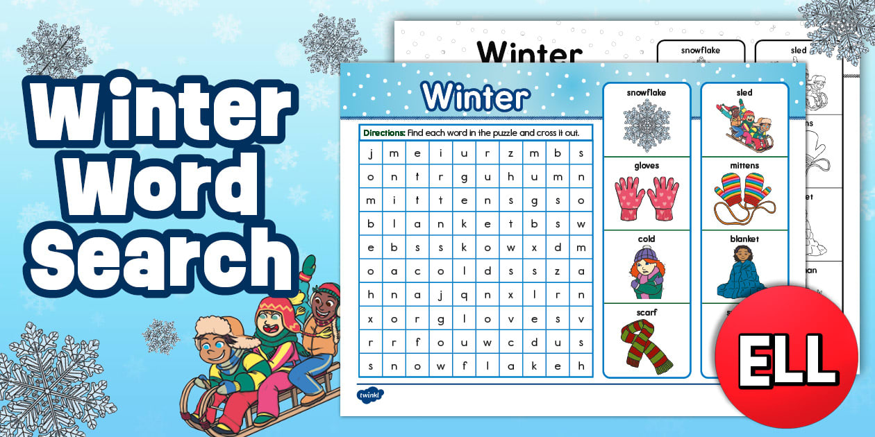 Winter Word Search for ELL