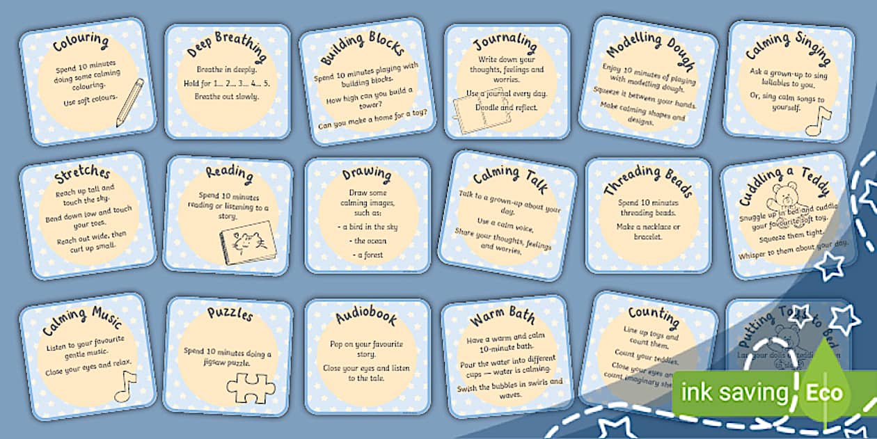 Bedtime Calm-Down Activity Cards | Parents Wellbeing