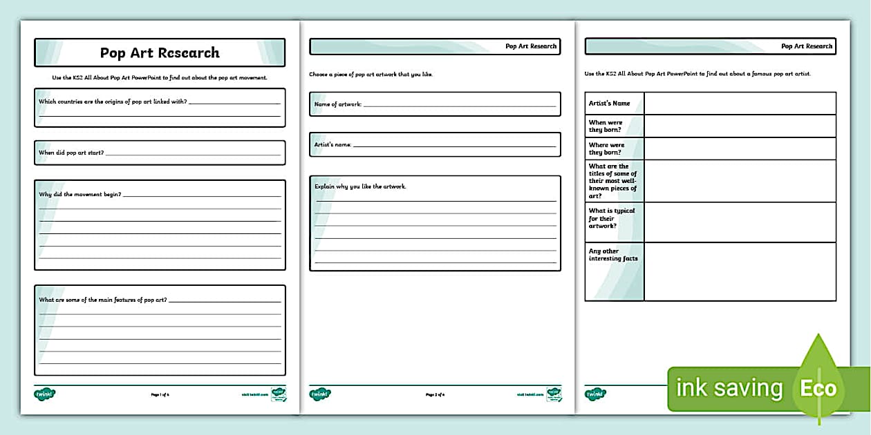 KS2 Pop Art Research Activity (teacher made) - Twinkl