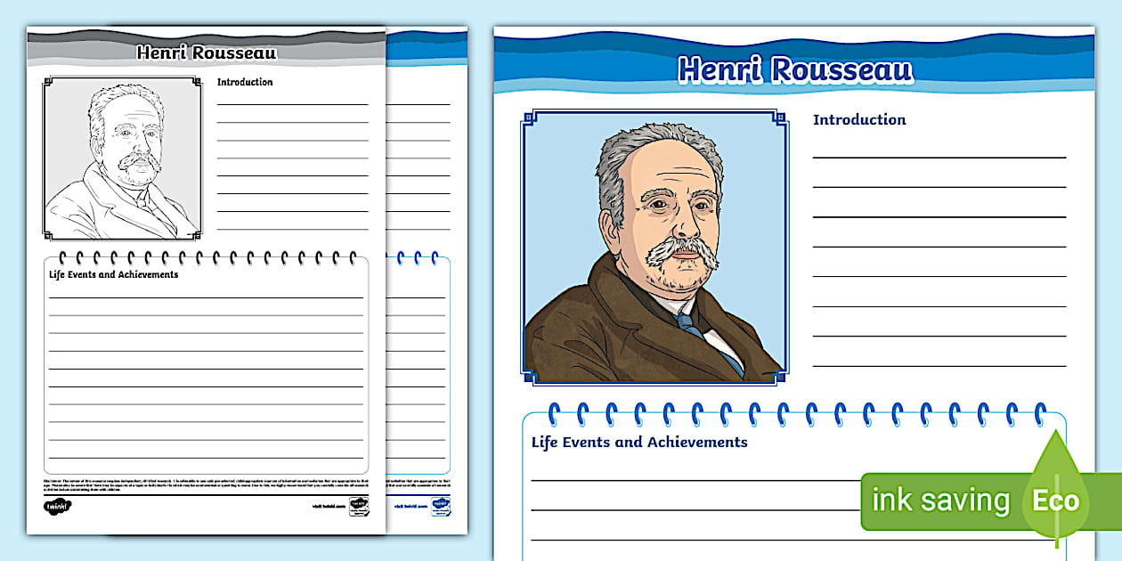 Henri Rousseau Biography Template (professor feito) - Twinkl