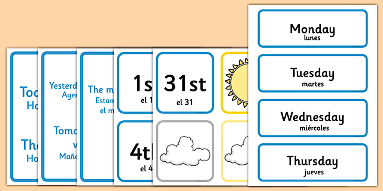 Weather Calendar Spanish Translation (teacher made) - Twinkl