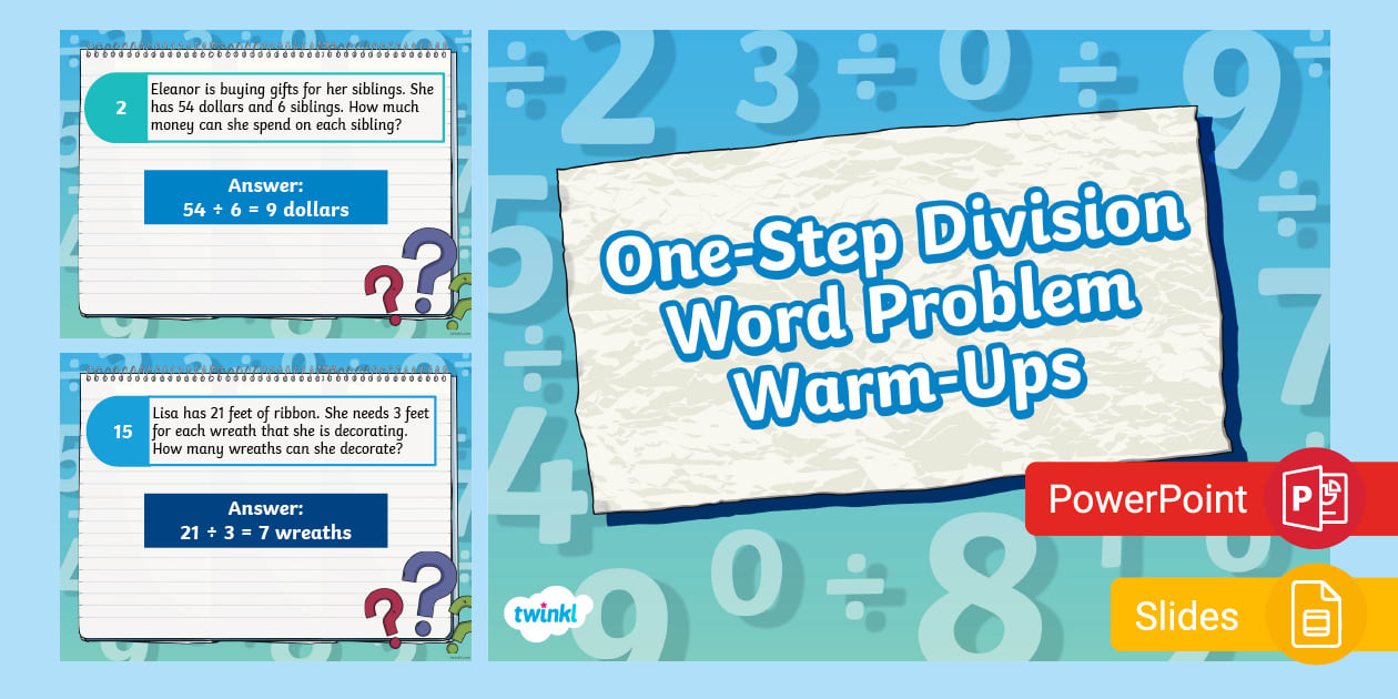 Third Grade One-Step Division Word Problem Warm-Ups - Twinkl