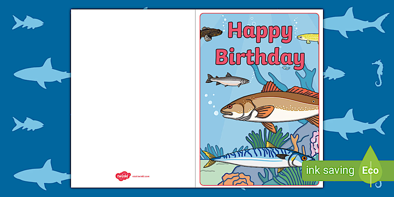 Fish Birthday Card (teacher made) - Twinkl