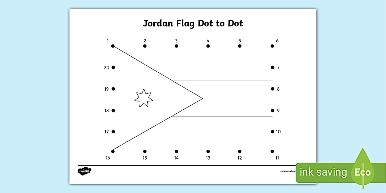 Jordan Flag Dot to Dot Worksheet | Primary Resources