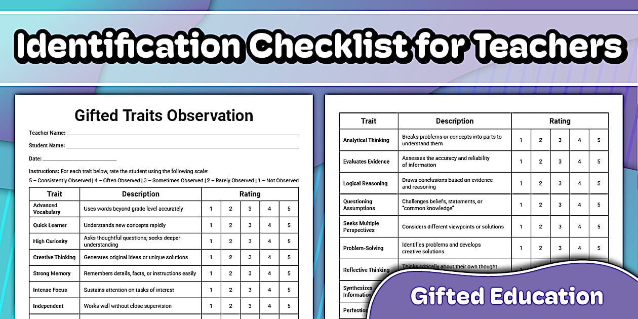 Gifted Identification Checklist for Teachers