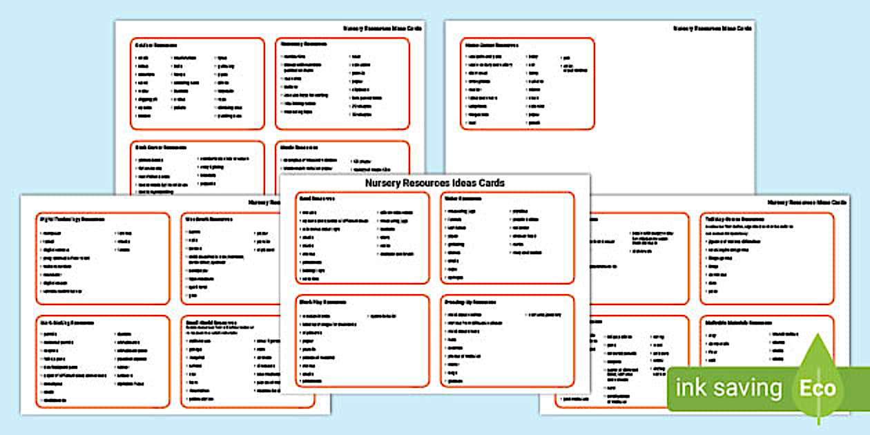 Nursery Areas Resource Ideas Cards (teacher made) - Twinkl