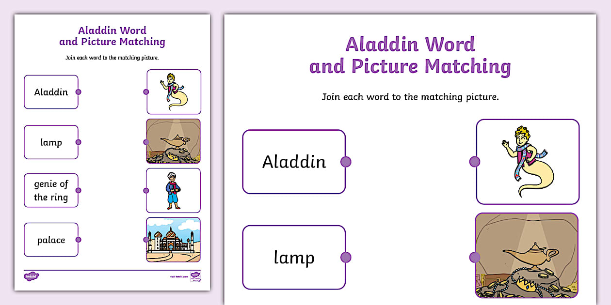Aladdin Word and Picture Match (Teacher-Made) - Twinkl