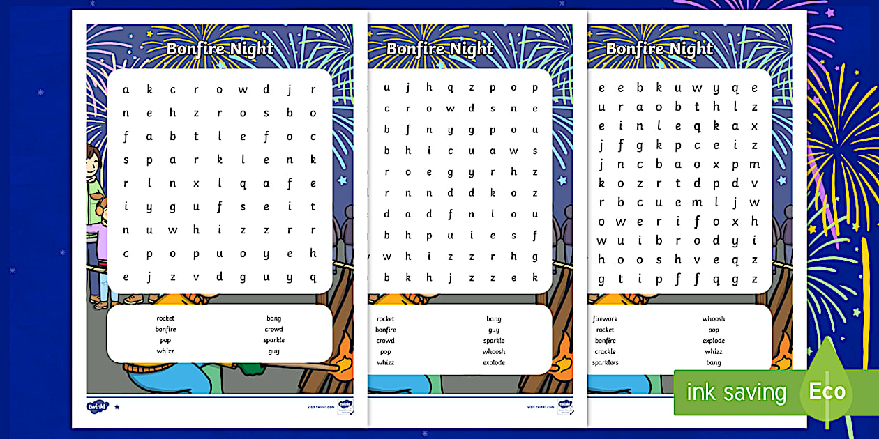 Bonfire Night Word Search - Twinkl