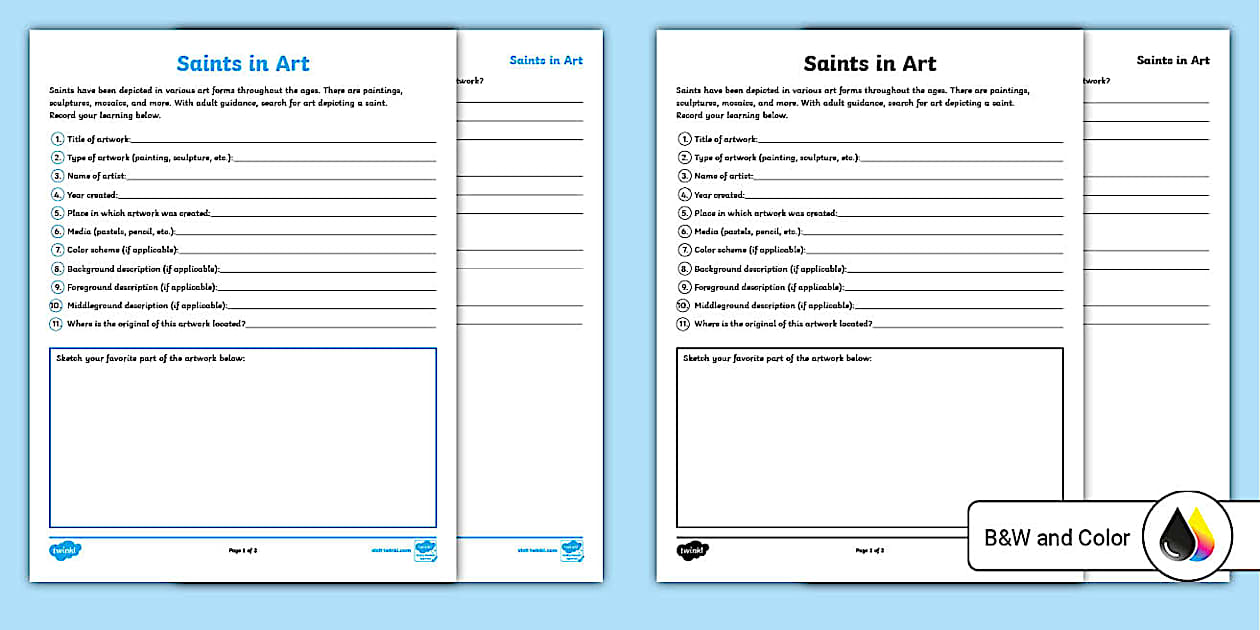Saints In Art Worksheet | Christian Education | Twinkl USA