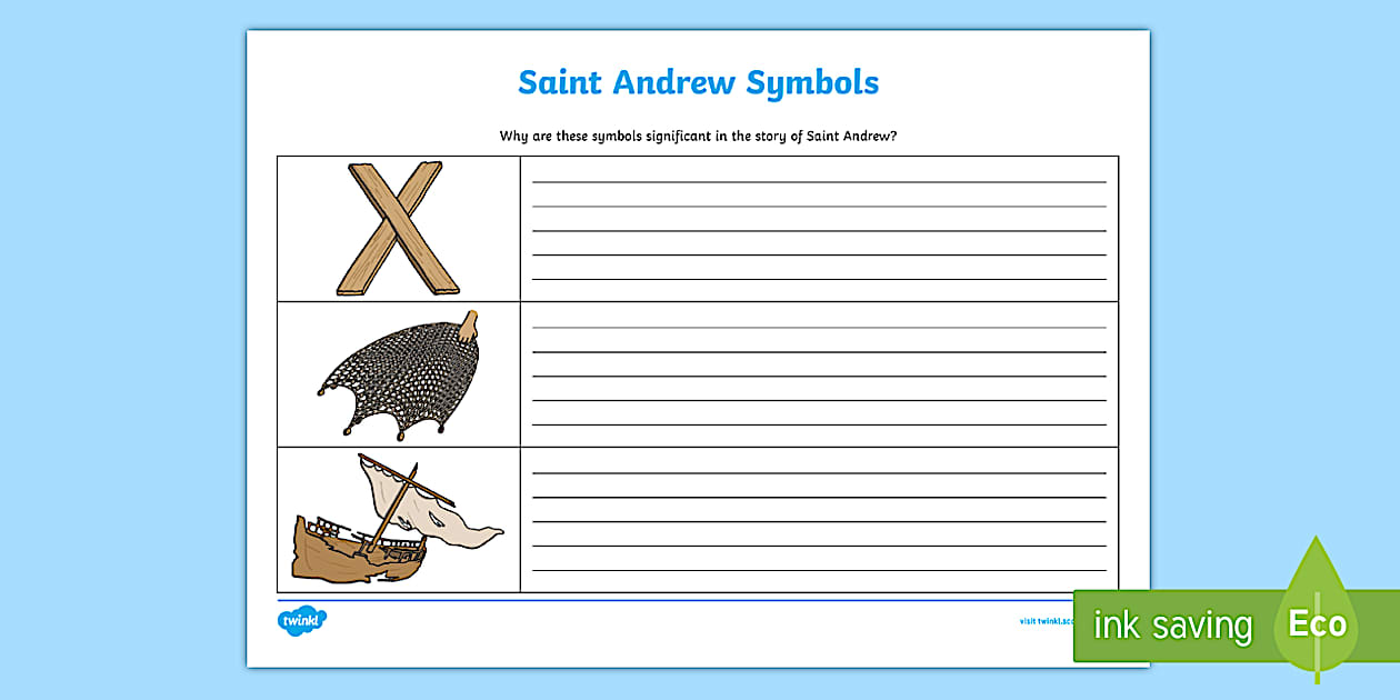 Saint Andrew's Symbols Writing Worksheet (teacher made)