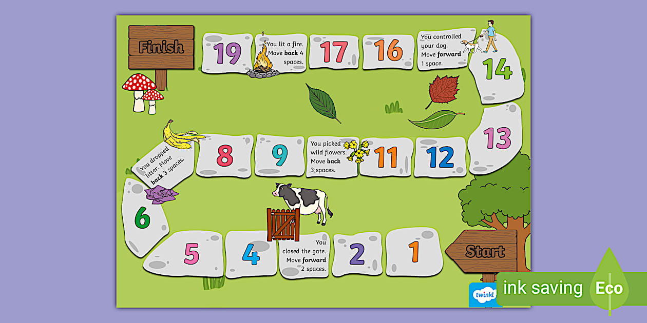A Fun Environmental Board Game exploring numbers 1-20