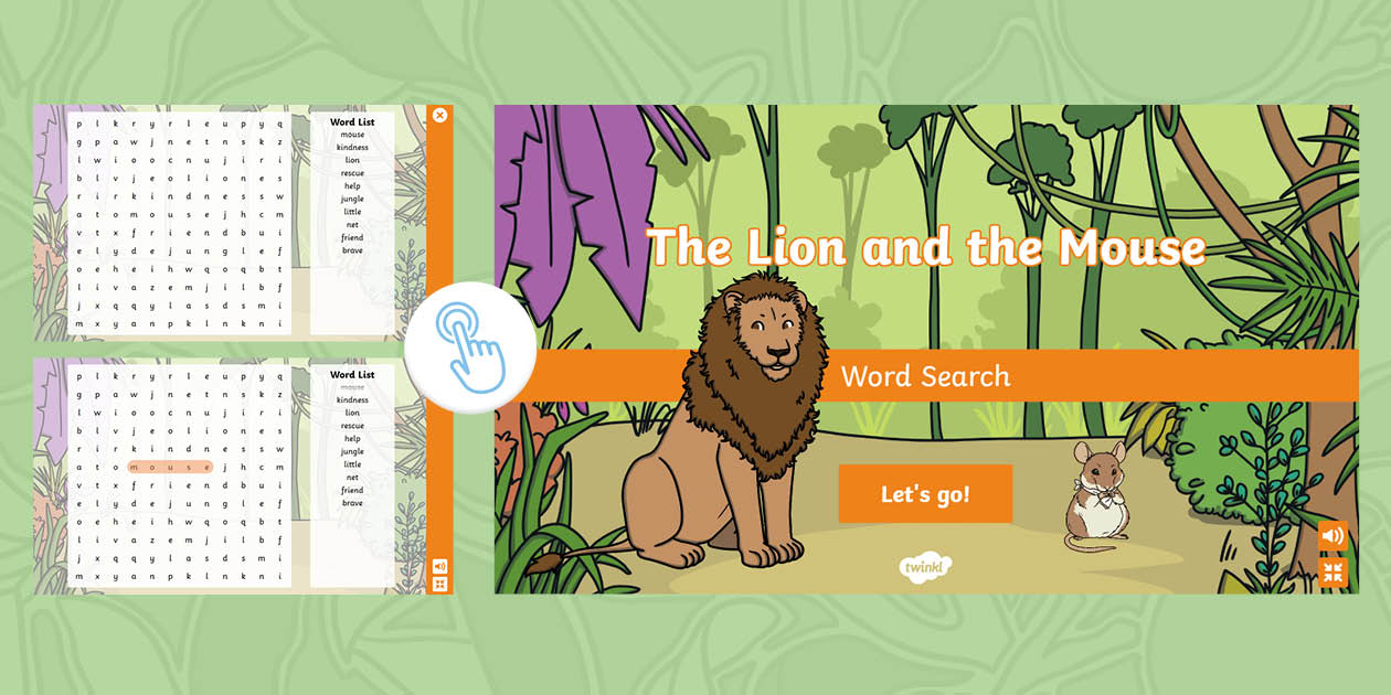 The Lion And The Mouse Interactive Word Search - Twinkl