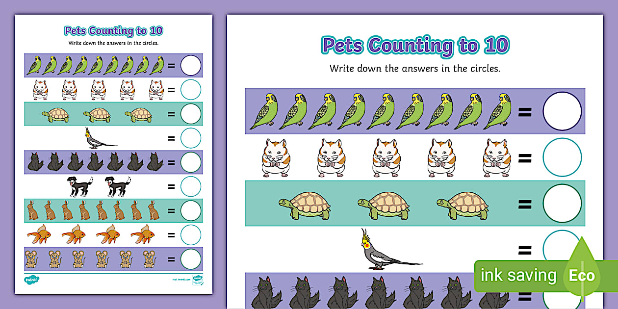 Editable Pets Counting Sheet 1-10 (teacher made) - Twinkl