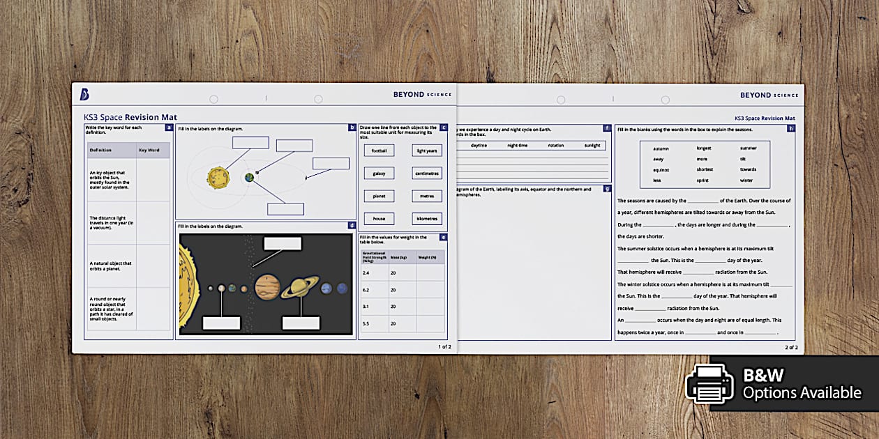 KS3 Space Revision Mat Foundation (teacher made) - Twinkl