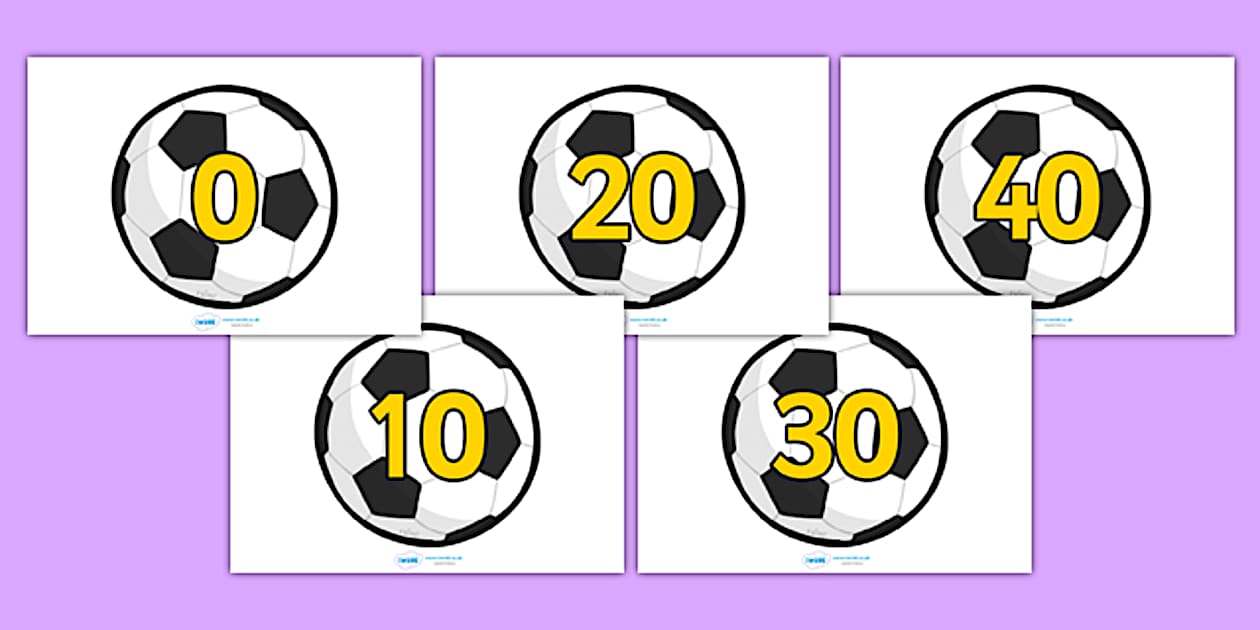 Counting in 10s up to 100 on Footballs Display Activity
