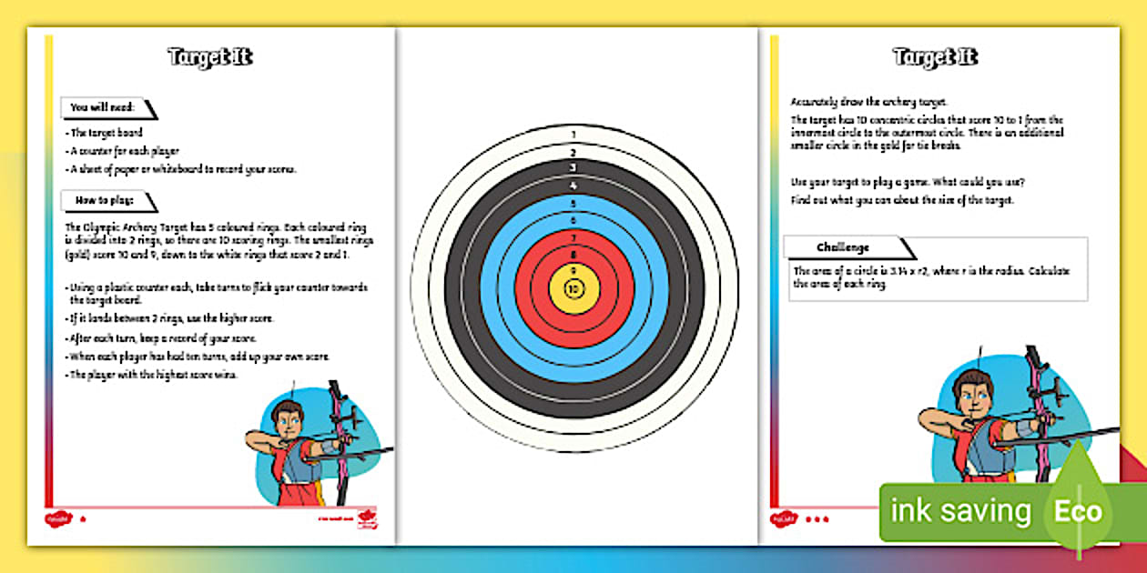 Lower Ability KS2 Maths Sporting Event Archery Target Activity