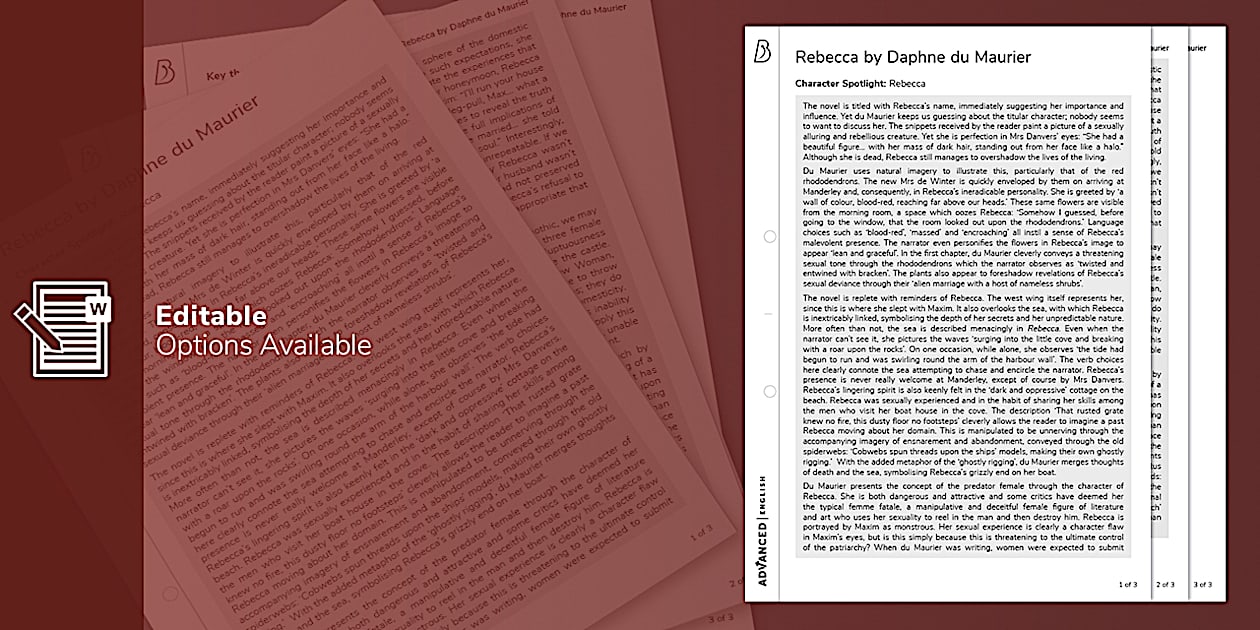 Rebecca: Character Spotlight Rebecca (teacher made) - Twinkl