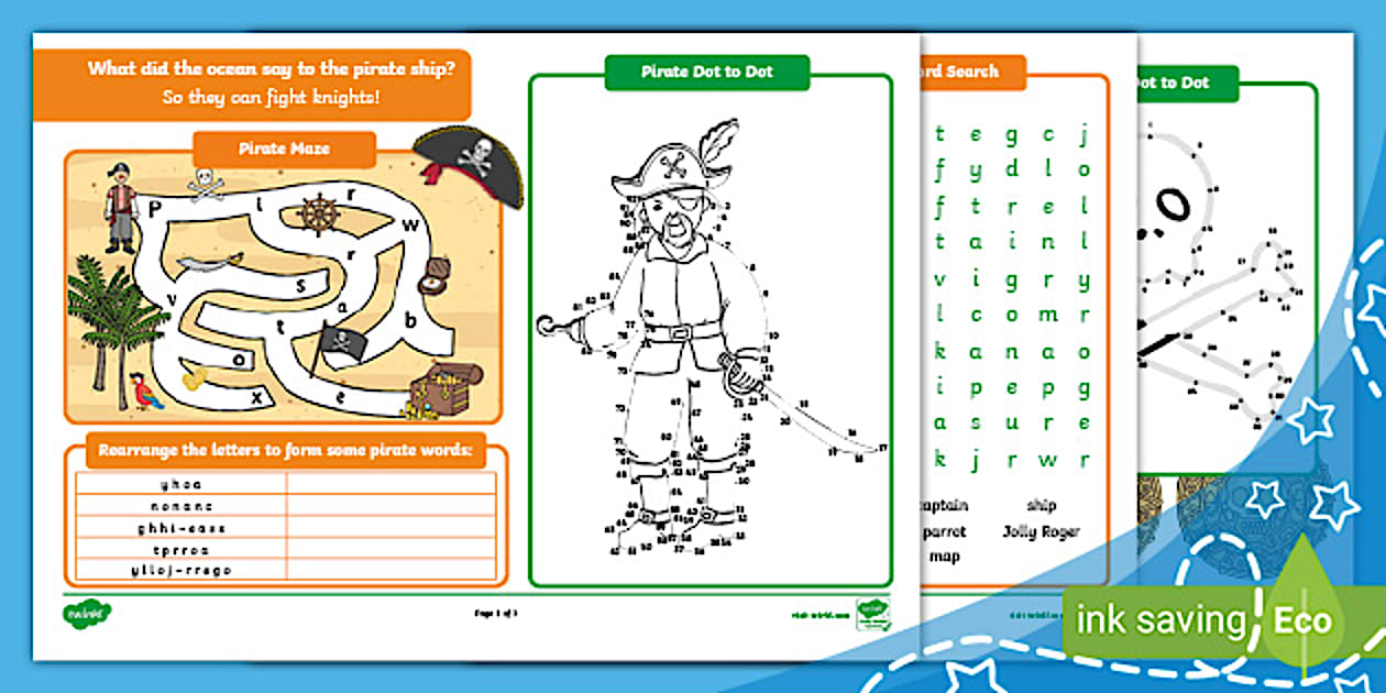 Pirate-Themed Activity Placemat (teacher made) - Twinkl