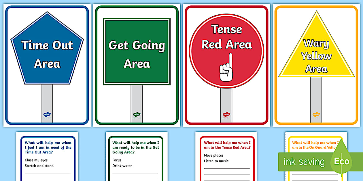 Cursive Areas of Self-Regulation Display Posters - Twinkl