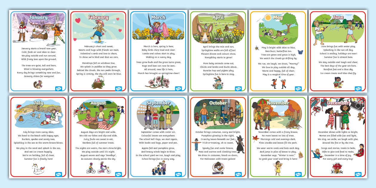 Months of the Year Poems (teacher made) - Twinkl