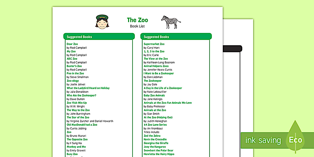 KS1 ‘The Zoo’ Book List | Themed Reading Lists - Twinkl