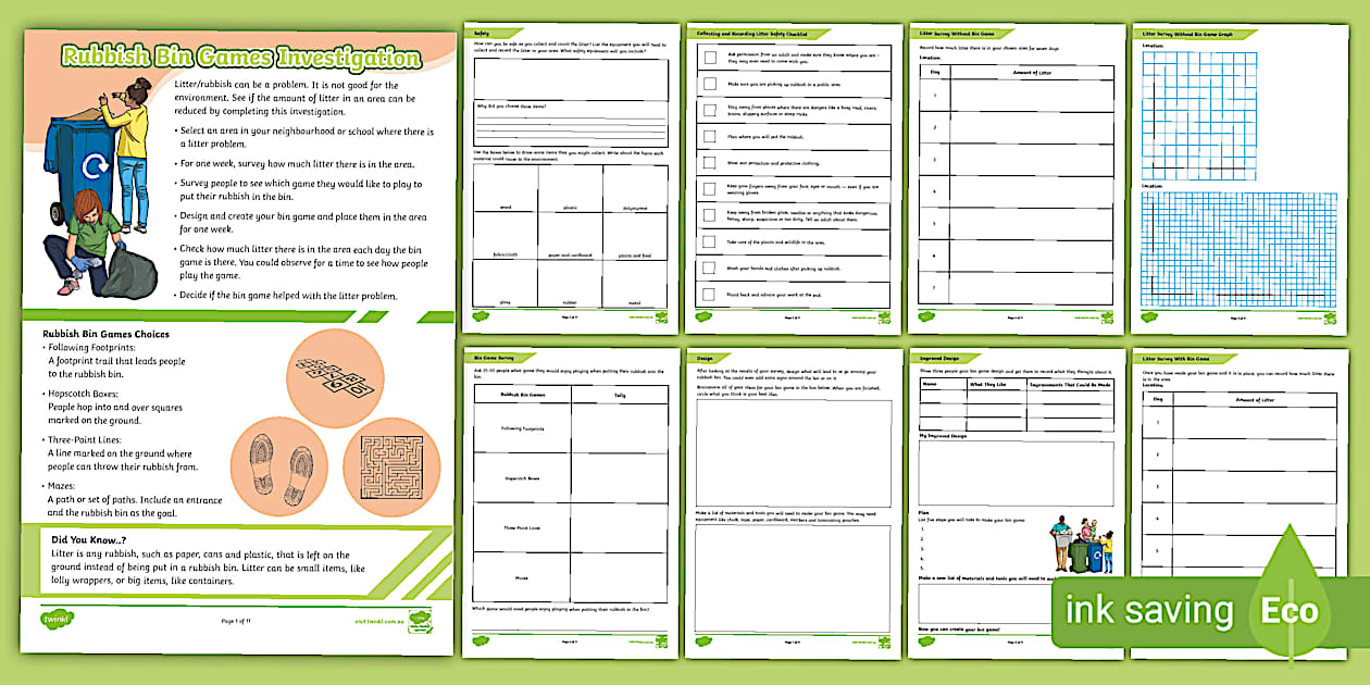 Bin Games and Less Litter Activity Pack (Teacher-Made)