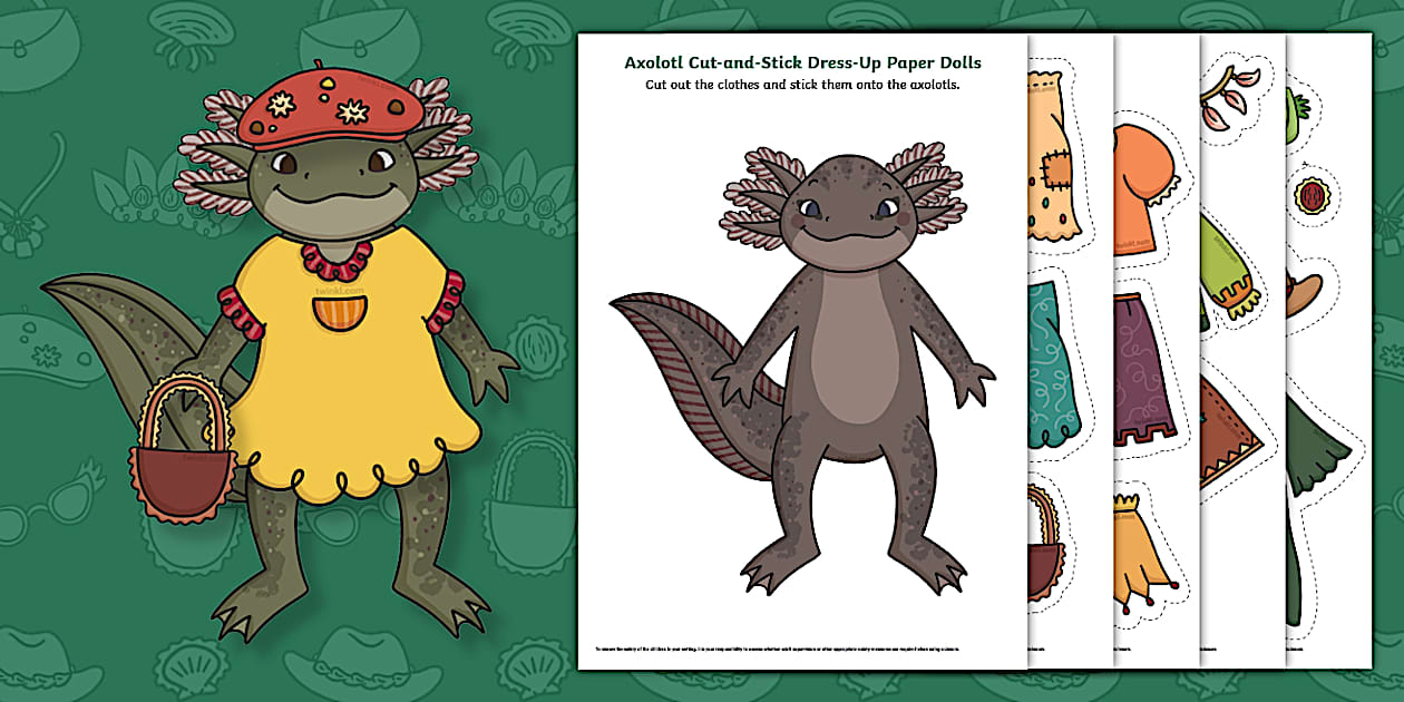 Axolotl Cut-and-Stick Dress-Up Paper Dolls (teacher made)