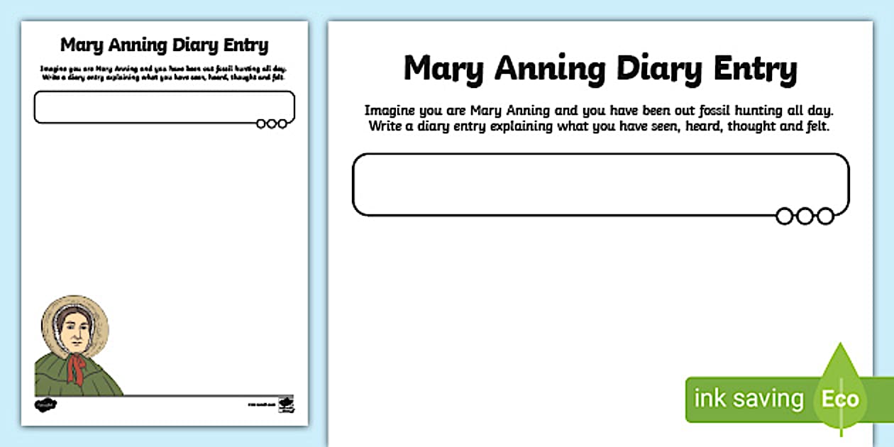Editable Worksheet Mary Anning Diary Entry Plain - Twinkl