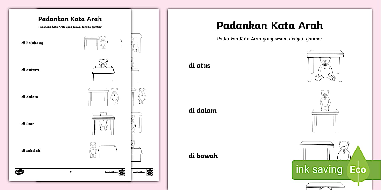 Lembaran Kerja Padankan Kata Arah (teacher made) - Twinkl
