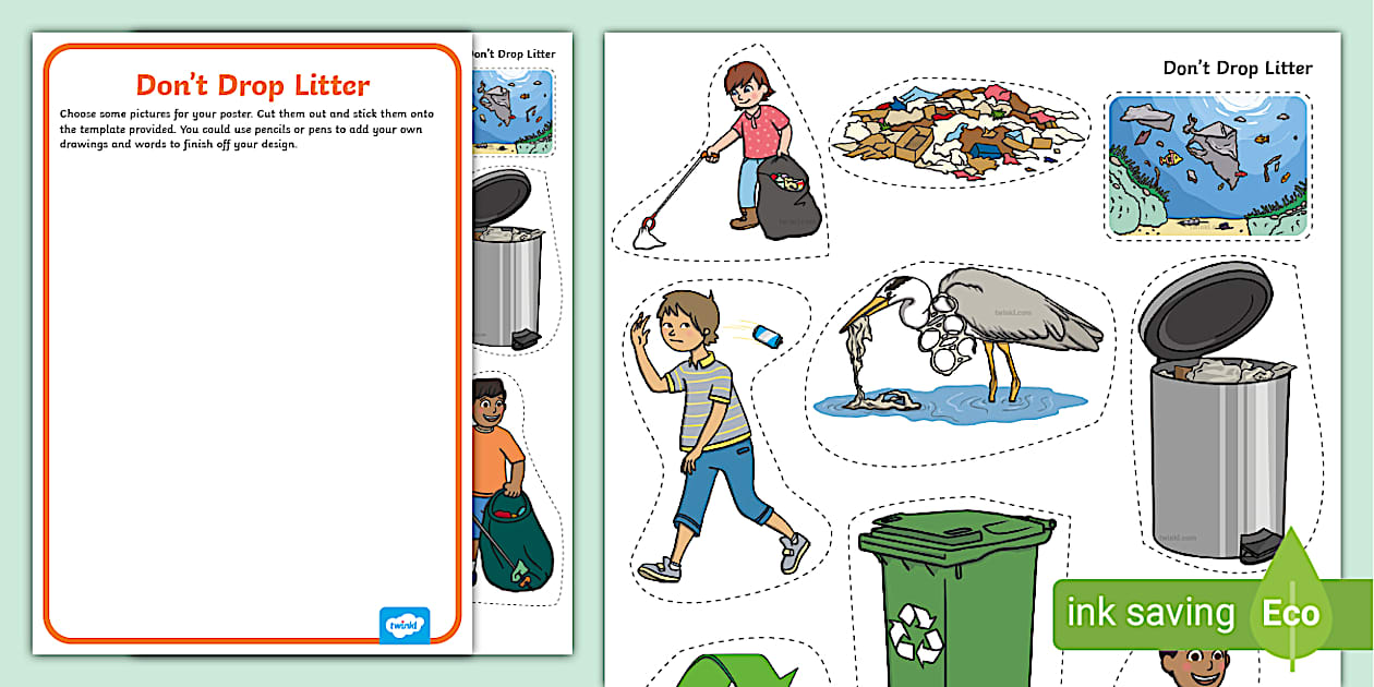 No Littering Poster for School - Cut & Stick Poster Activity