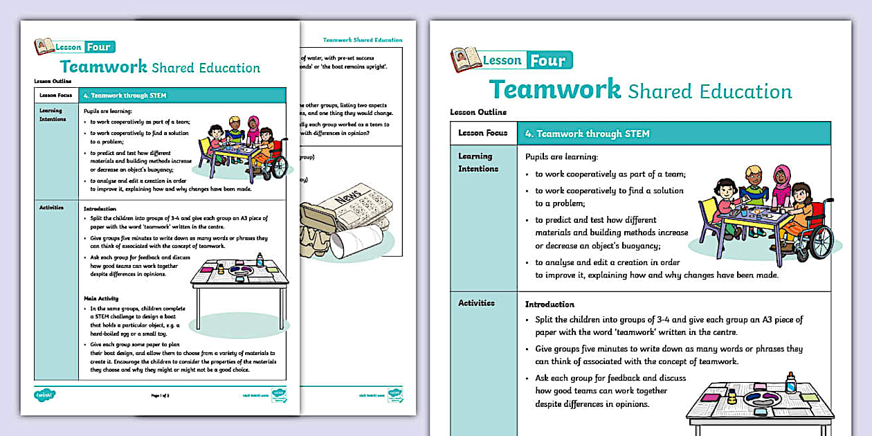 Teamwork Shared Education Lesson Plan 4: STEM (teacher made)