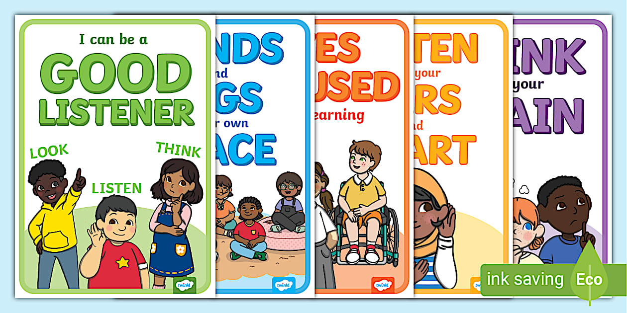 Editable Good Listening Display Posters (teacher made)
